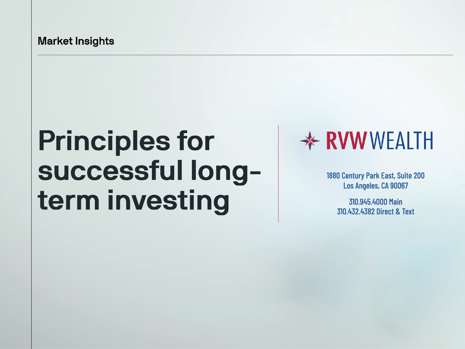 Principles For Succesful Long Term Investing - RVW Wealth